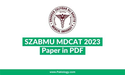Szabmu Mdcat 2023 Paper In Pdf Pakiology