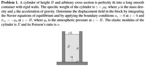 Problem 1 A Cylinder Of Height H And Arbitrary Cross Section Is Perfectly Fit Into A Long