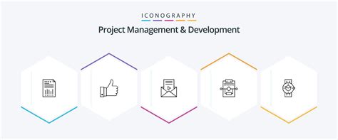 project management and development 25 line icon pack including process workflow remarks video