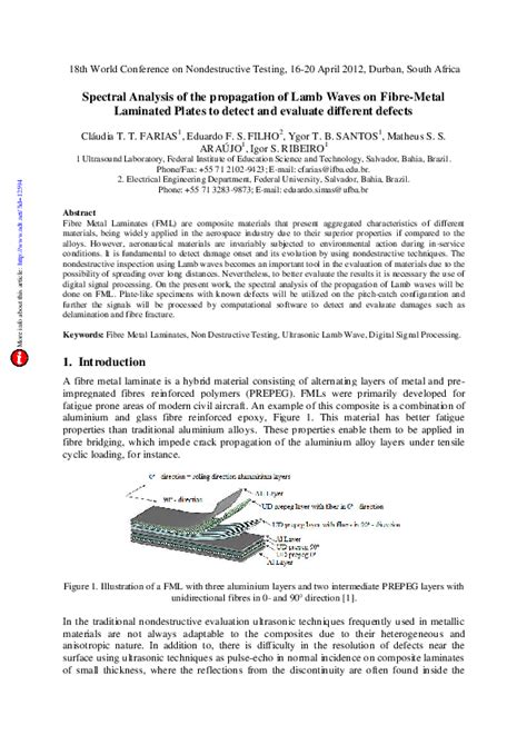 Pdf Spectral Analysis Of The Propagation Of Lamb Waves On Fibre Metal Laminated Plates To