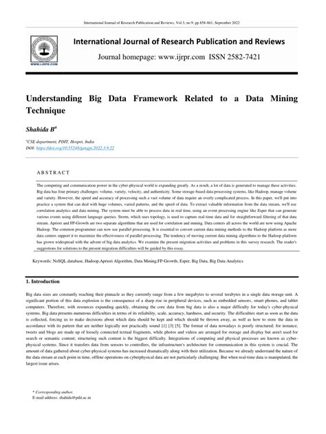 Pdf Understanding Big Data Framework Related To A Data Mining Technique