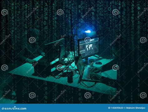 Wanted Hackers Coding Virus Ransomware Using Laptops And Computers Cyber Attack System