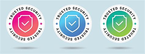 신뢰할 수있는 보안 스탬프 벡터 그림 벡터 인증서 아이콘입니다 3 개의 아름 다운 컬러 그라데이션 세트 플랫 스타일의 인증서에 대한 벡터 조합입니다 배지에 대한 스톡 벡터