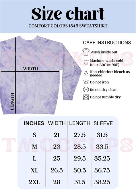 Comfort Colors Size Chart Comfort Colors Color Blast Etsy