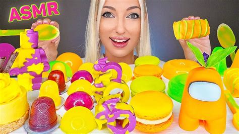 Asmr Eating Colorful Desserts Chocolate Jelly Ice Cream Macarons