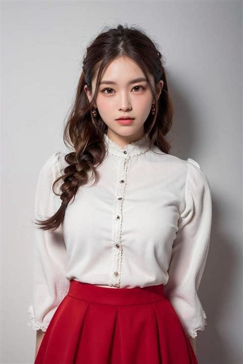 화이트 블라우스 레드 플레어 스커트 입은 Ai여자 만들기 Ai 실사그림 토도사 검증 커뮤니티 Flickr