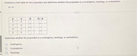 Solved Construct A Truth Table For The Proposition And De