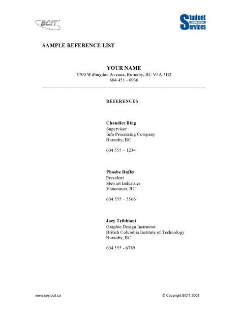 40 Professional Reference List Templates 100 Free