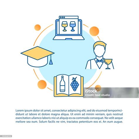 텍스트와 와인 시음 가이드 개념 아이콘 알코올에 온라인 마스터 클래스 음료 에 대한 워크샵 Ppt 페이지 벡터 템플릿입니다