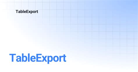 Tableexport Tableexport