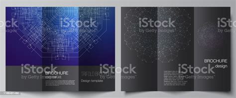 최소 벡터 일러스트 레이아웃입니다 현대 크리에이티브는 삼중 브로셔 또는 전단지를 위한 디자인 템플릿을 다룹니다 빅 데이터 시각화