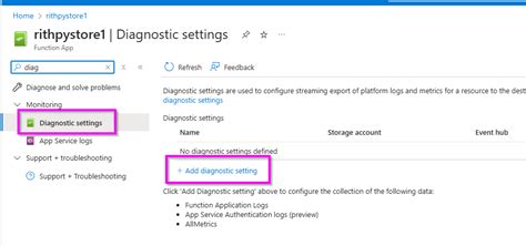 logging azure function app trying to access diagnostics storage table
