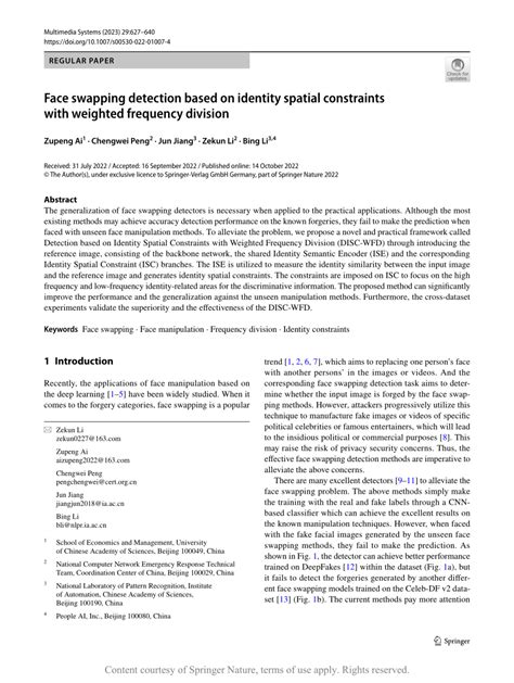 Face Swapping Detection Based On Identity Spatial Constraints With Weighted Frequency Division