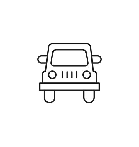 Car Front Line Icon Simple Outline Style Sign Symbol Auto View