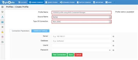 Establish RDBMS JDBC Type Profile Connections Using AWS Secrets Manager RightData