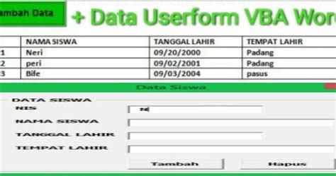 Cara Input Data Di Userform Vba Word Berbagi Informasi