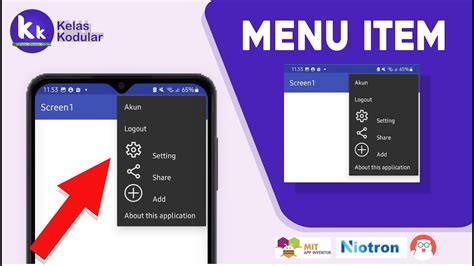 Menu Item Kodular Mit App Inventorappybuilderthunkable Youtube
