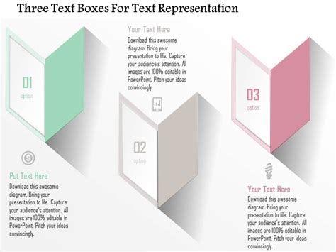 1214 Three Text Boxes For Text Representation Powerpoint Template PowerPoint Presentation