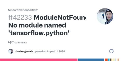 modulenotfounderror no module named tensorflow python · issue 42233 · tensorflow tensorflow