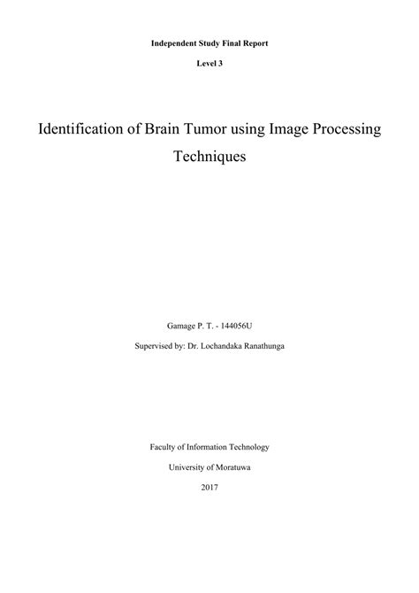 Pdf Identification Of Brain Tumor Using Image Processing Techniques