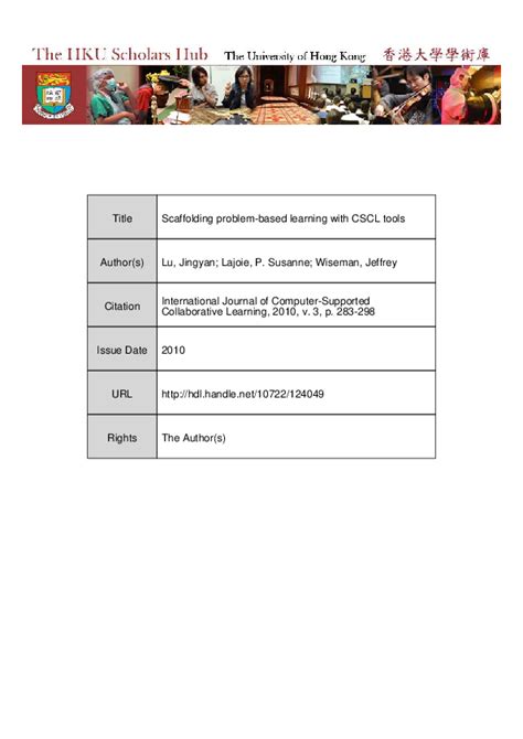 pdf scaffolding problem based learning with cscl tools