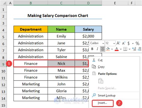 how to make a salary comparison chart in excel 4 easy steps