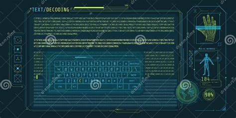 Data Entry And Text Decoding On Futuristic Interface Screen Stock Illustration Illustration
