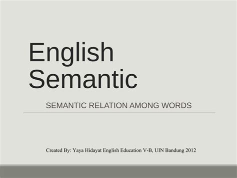 semantic relation among words ppt
