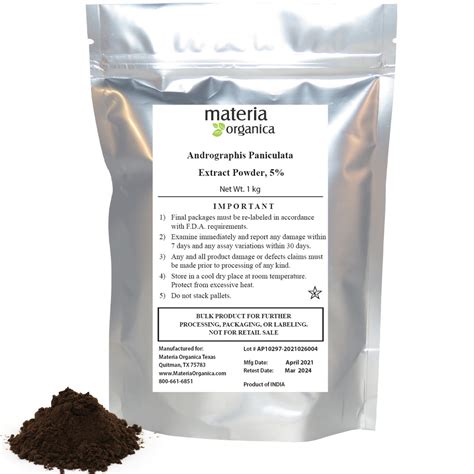 Andrographis Paniculata Extract Powder Andrographolide 5 By Hplc Item Ap40009 1kg 1 Kg