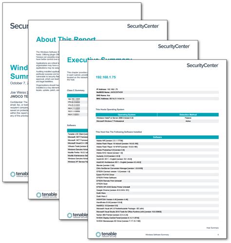 Windows Software Summary Sc Report Template Tenable®