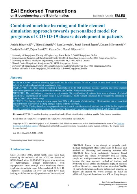 Pdf Combined Machine Learning And Finite Element Simulation Approach Towards Personalized