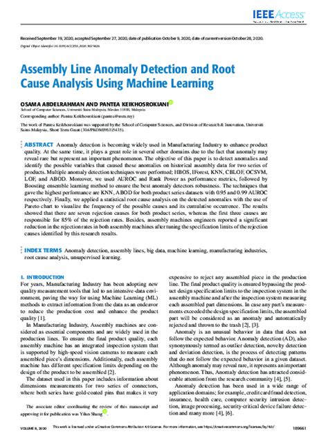Pdf Assembly Line Anomaly Detection And Root Cause Analysis Using Machine Learning