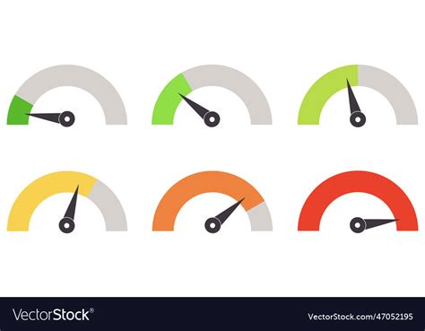 Dashboard Colorful Speedometer Icons Set Vector Image