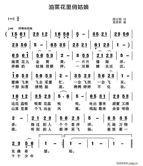 油菜花里俏姑娘 歌谱简谱网