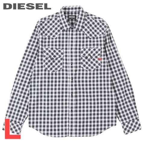 【楽天市場】 Diesel ディーゼル メンズ チェック柄 ワンポイントロゴ刺繍 長袖ウエスタンシャツ【s East Long Cl】【サイズ