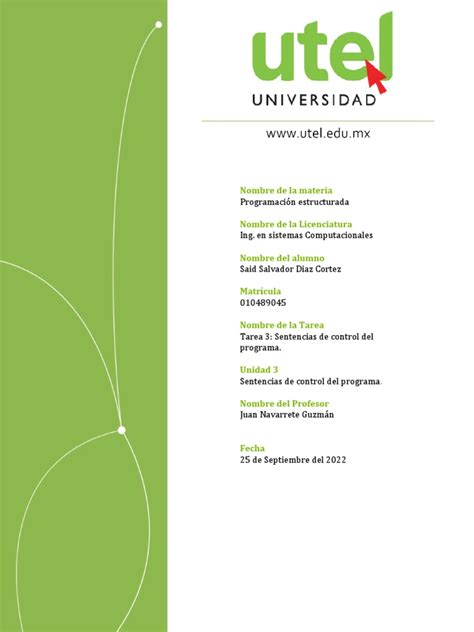 actividad 3 programación estructurada sentencias del control pdf