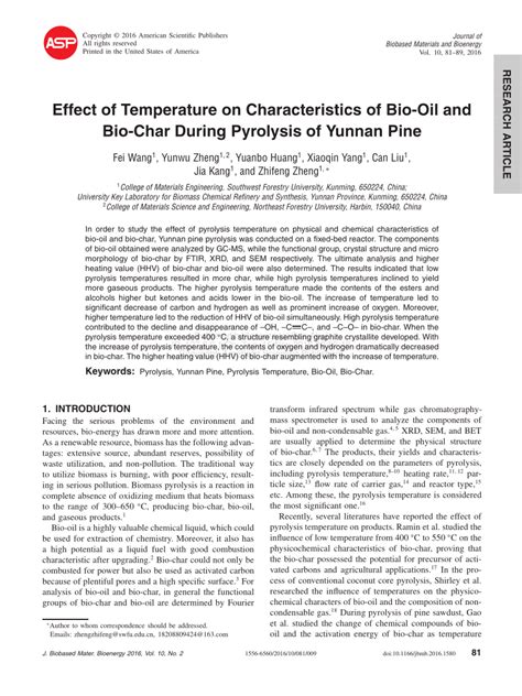 Pdf Effect Of Temperature On Characteristics Of Bio Oil And Bio Char During Pyrolysis Of