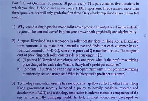 Solved Part 2 Short Question 30 Points 10 Points Each
