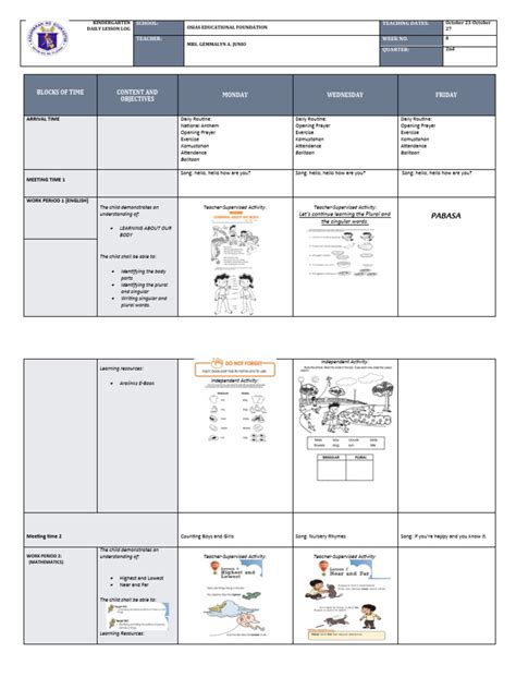 Kindergarten Dll Week7 Mwf Download Free Pdf Learning Teachers