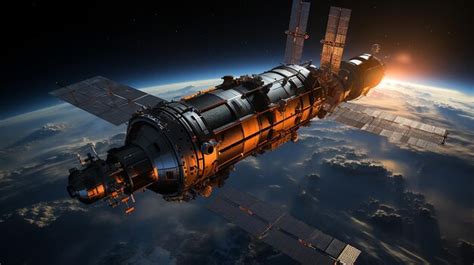 Premium Ai Image Galactic Messenger Communication Satellite Transmitting Signals Across Space