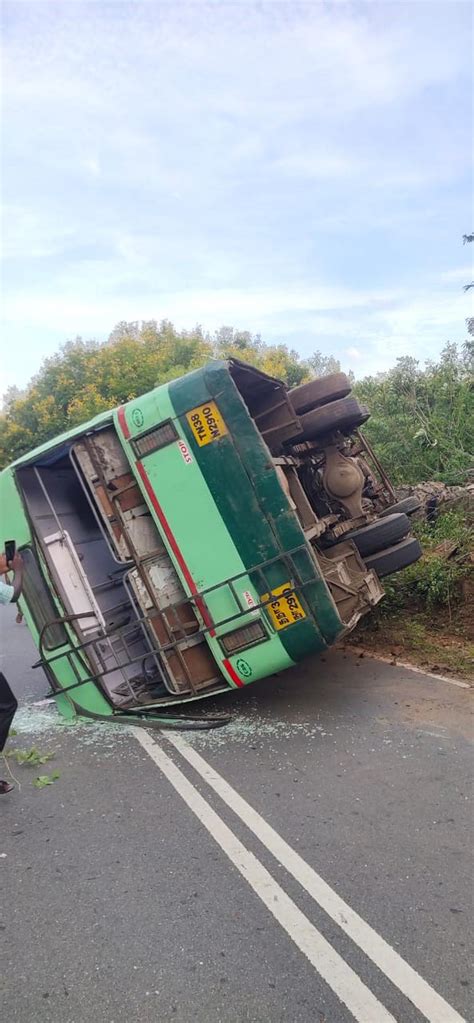 Narrow Escape For Passengers As Bus Overturns On Anaikatti Ghat Section