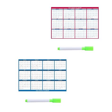 2024 벽 달력 지울 수 있는 12개월 연간 연간 월 플래너 쉽고 효율적인 계획을 위한 2024 연간 플래너 N0hc 인쇄제품