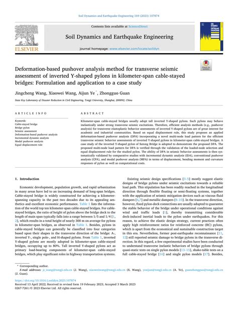 Pdf Deformation Based Pushover Analysis Method For Transverse Seismic Assessment Of Inverted Y