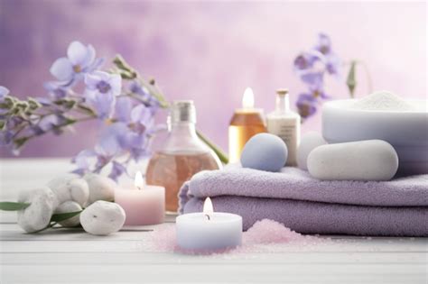 Premium Ai Image Beauty Treatment Items For Spa Procedures Massage Stones Essential Oils And