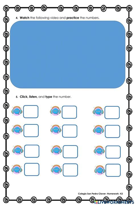 Homework Online Exercise For K2 Live Worksheets