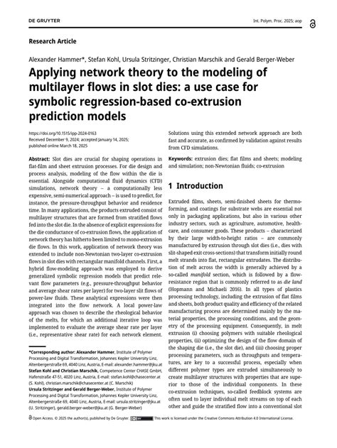 Pdf Applying Network Theory To The Modeling Of Multilayer Flows In Slot Dies A Use Case For