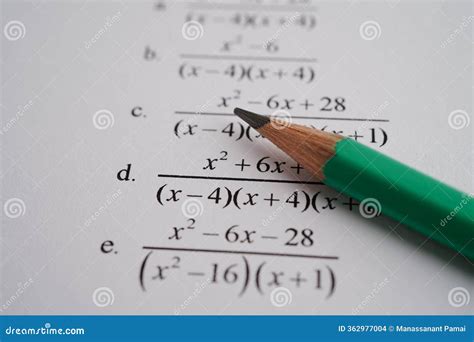 Pencil On Mathematic Formula Exercise Test Paper In Education School