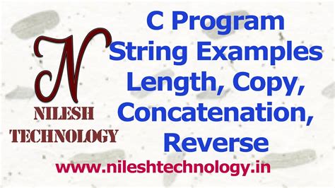 C Program String Part2 Length Concatenation Copy Reverse Youtube