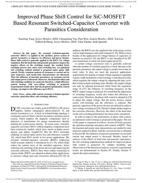 Pdf Improved Phase Shift Control For Sic Mosfet Based Resonant Switched Capacitor Converter