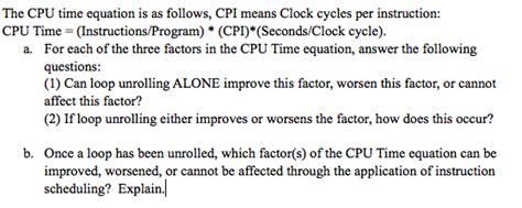 solved the cpu time equation is as follows cpi means clock